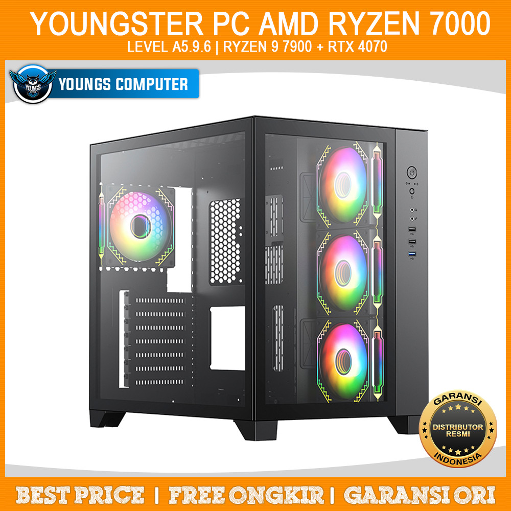 Jual YOUNGSTER PC AMD RYZEN 7000 | LEVEL A5.9.6 | RYZEN 9 7900 + RTX 4070 | Shopee Indonesia