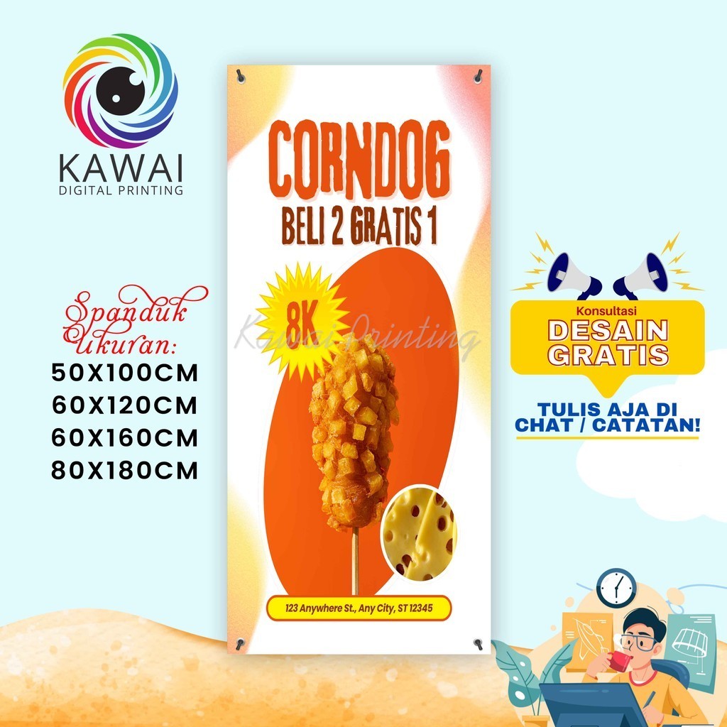 Jual Spanduk Banner MMT Jualan Corndog Ukuran 60x160 | Shopee Indonesia