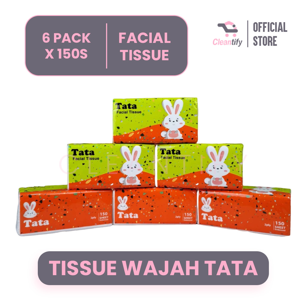 Jual Paket 6 Pack Tisu Tata Tissue Wajah Facial TIssue 150 Lembar ...