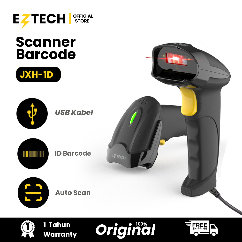 Jual EZTECH Barcode Scanner 1D Support USB Wired Cocok Untuk Scan ...