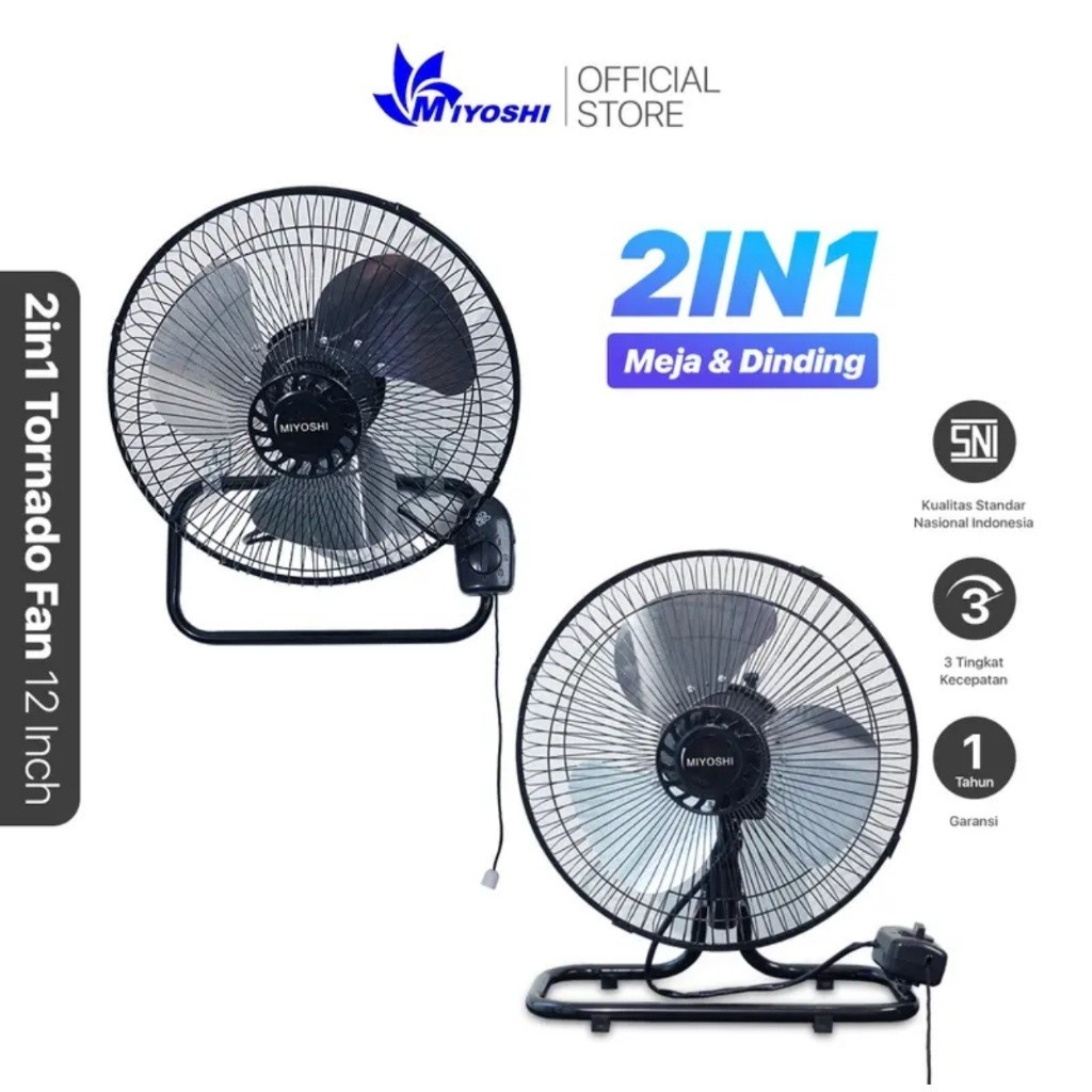 Jual Miyoshi Kipas Angin Tornado 12 inch 2in1 Tembok Meja 1212 Desk fan ...