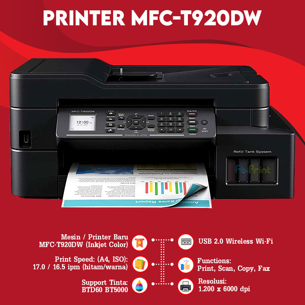 Jual Printer Brother DCP-T720DW T820DW Print Scan Copy AIO Wireless Duplex ADF MFP T920DW Ink ...