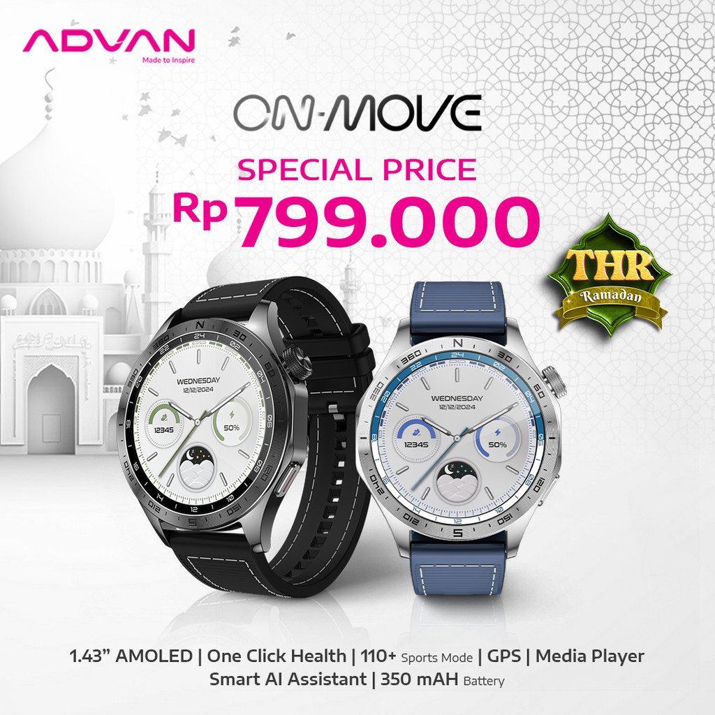 Jual [ THR RAMADHAN ] ADVAN Smartwatch On Move GPS Ai Assistant Amoled ...