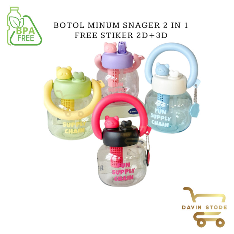 Jual DS39-5062 BOTOL MINUM ANAK SNAGER 2 SISI 800ML FREE STIKER 2D+3D / BOTOL MINUM VIRAL ...