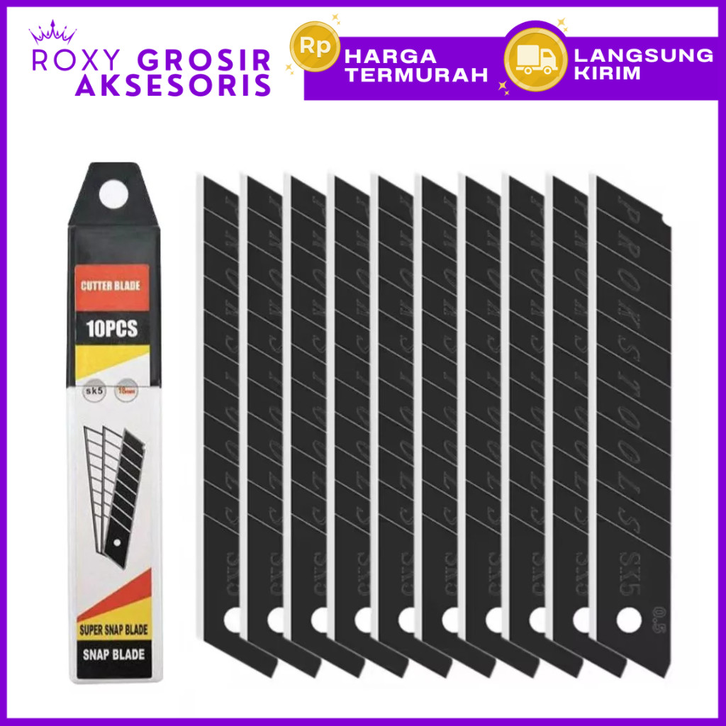 Jual Refill Cutter 18mm 10PCS Isi Ulang Cutter Hitam Tajam Besar SK5 ...