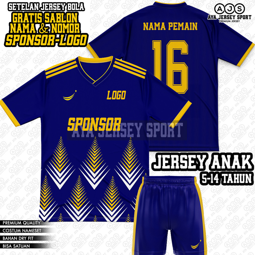 Jual free sablon Nama Nomor logo sponsor setelan baju bola jersey anak ...