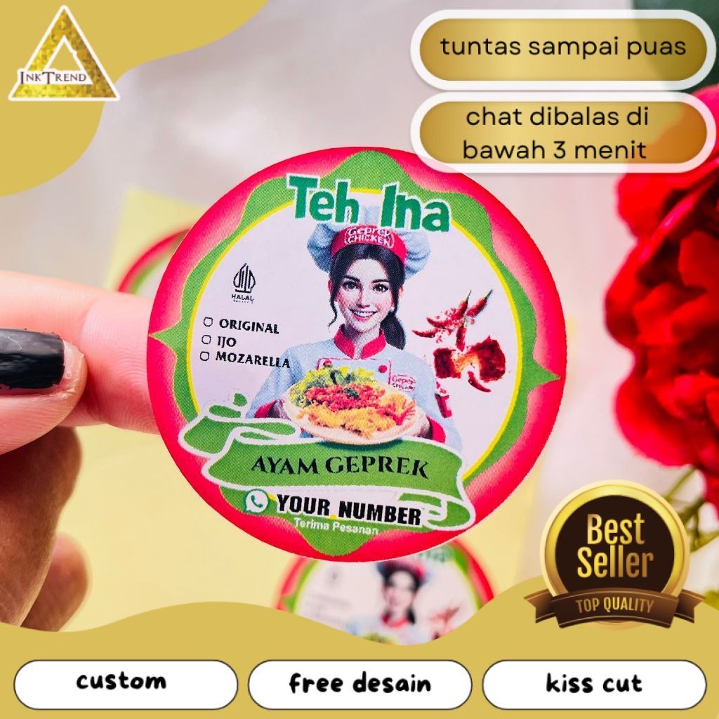 Jual INKA 9-15 Stiker Ayam Geprek Label Makanan Box Kardus Catering ...