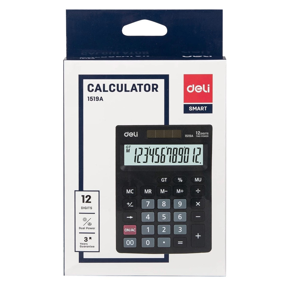 Jual DELI Kalkulator Calculator 12 Digit Besar Kecil Layar Lengkap ...