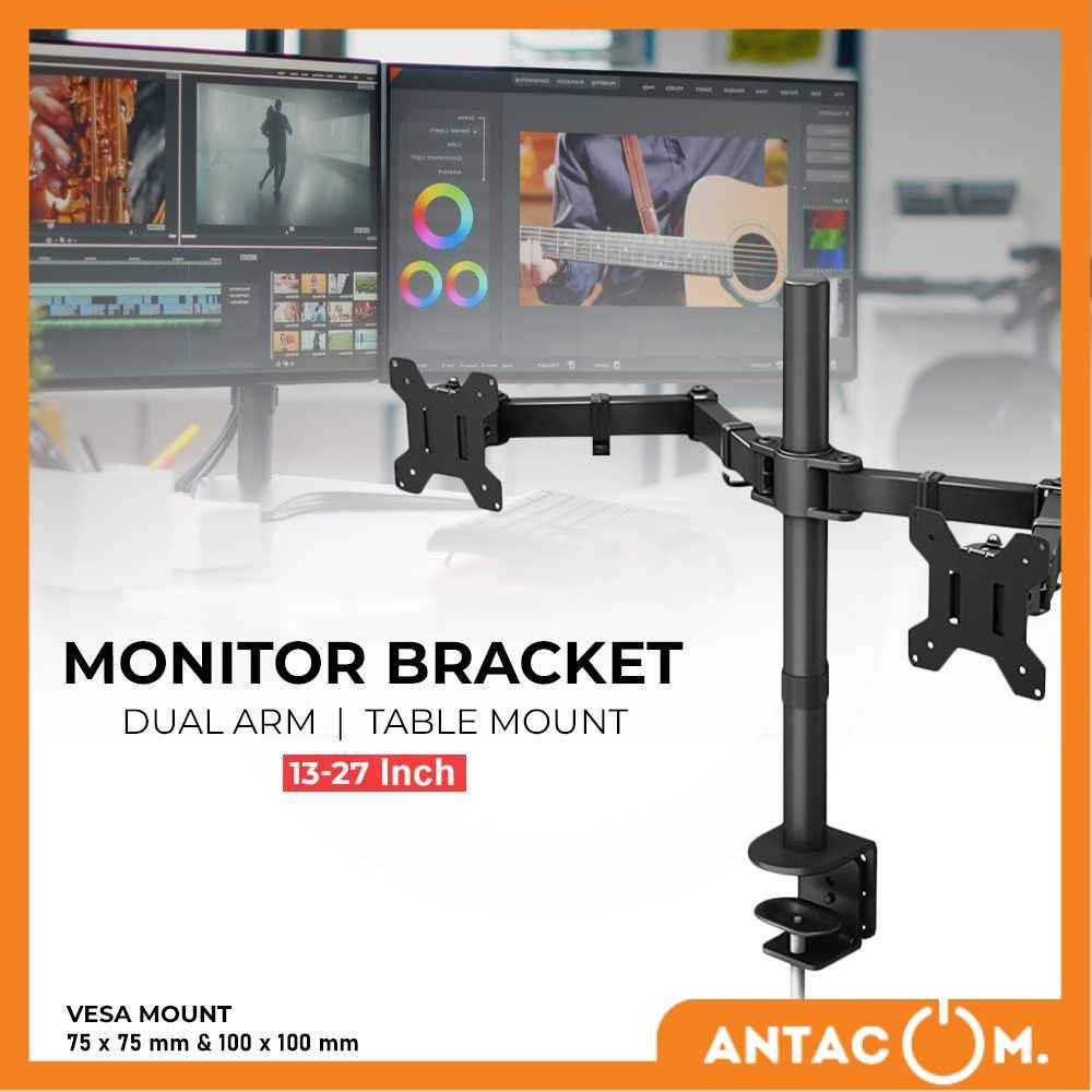 Jual Bracket Monitor Meja Dual Arm VESA 13-27 Inch | Shopee Indonesia