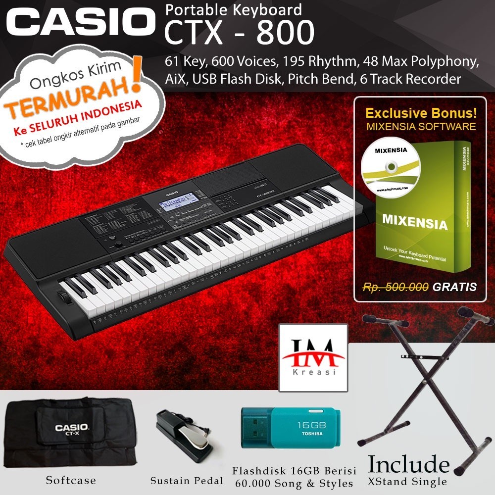 Jual Keyboard Casio CTX-800 + Stand / CT-X800 / CTX800 spek setara psr ...