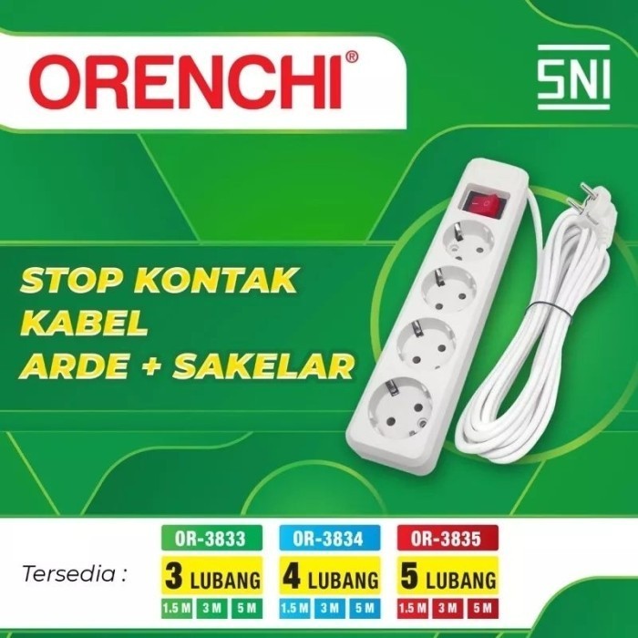 Jual ORENCHI SNI Cok Sambung Stop Kontak Listrik Kabel Plus Saklar 2 3 ...