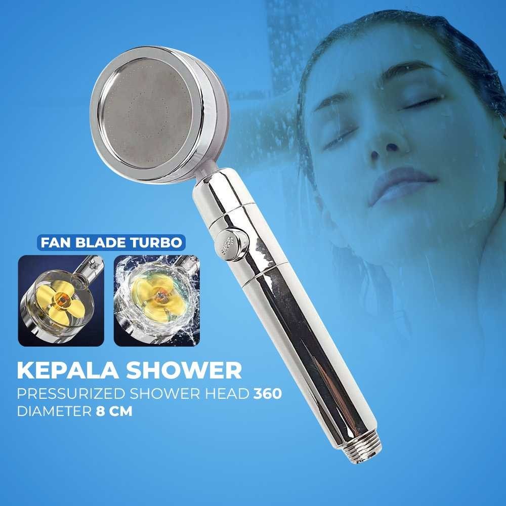 Jual AZA Kepala Shower Mandi Pressurized Shower Head 360 With Turbo Fan ...