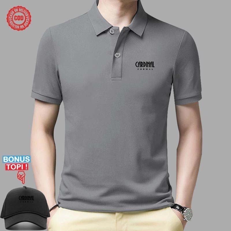 Jual GRATIS !! TOPI !! Baju Polo Kerah Distro Cardinal Formal Text Hitam Lengan Pendek Premium ...
