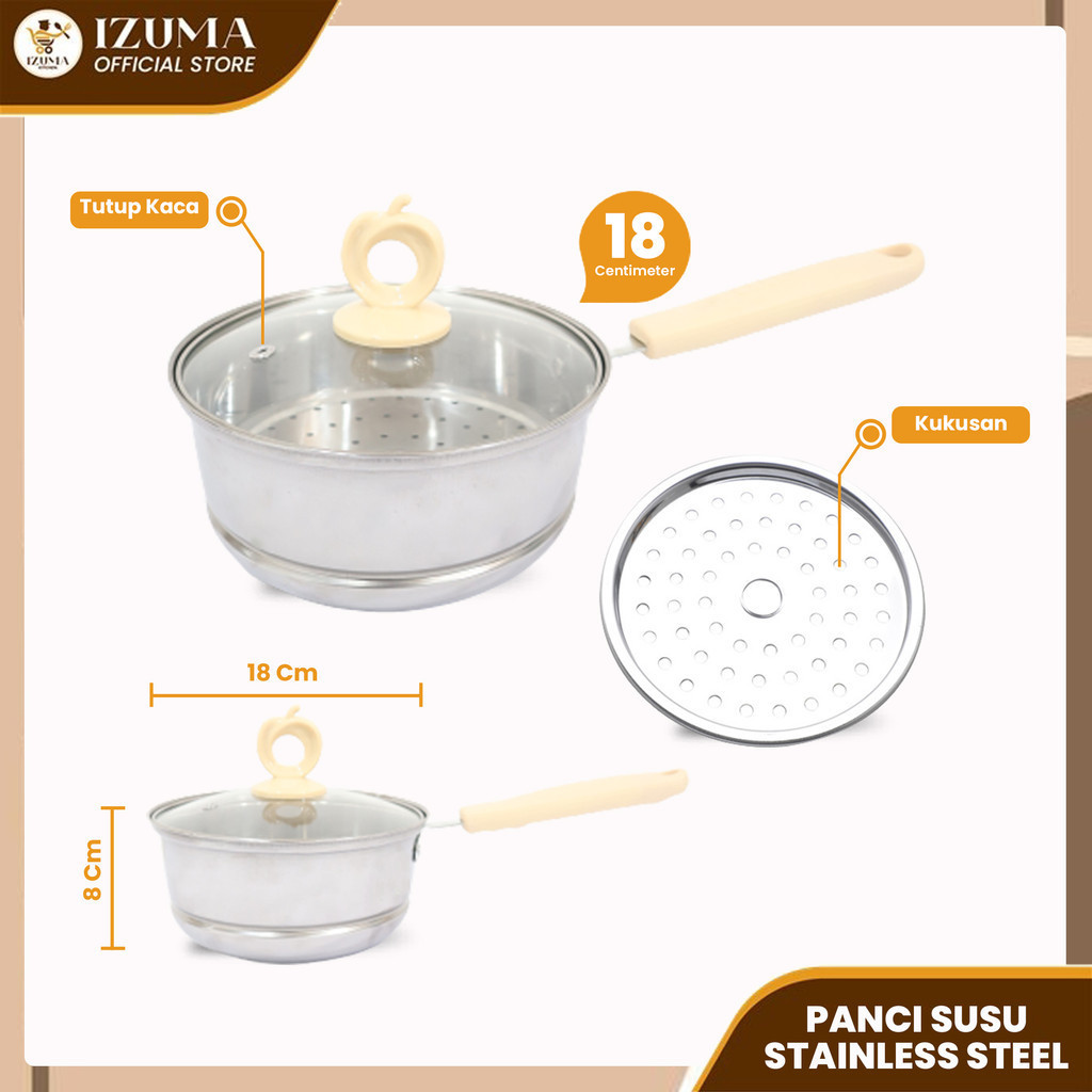 Jual IZUMA Panci Susu Stainless Steel Panci Kukus Streamer Dengan ...