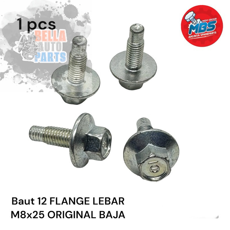 Jual BOLT FLANGE M8 BAUT TOPI RING LEBAR M8x25 ORIGINAL BAUD 12 FLANGE ...