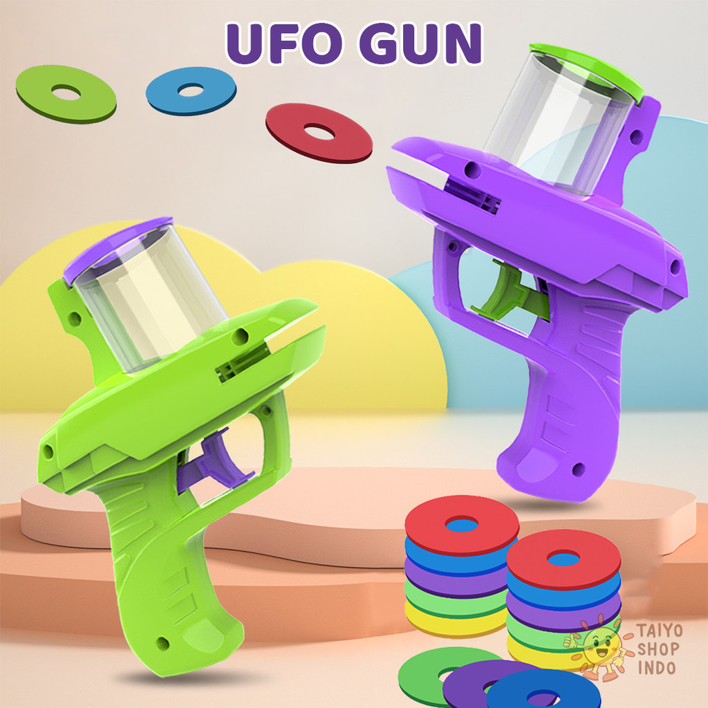 Jual TAIYO Mainan Anak UFO Gun Shot EVA Foam Piring Terbang Pistol ...