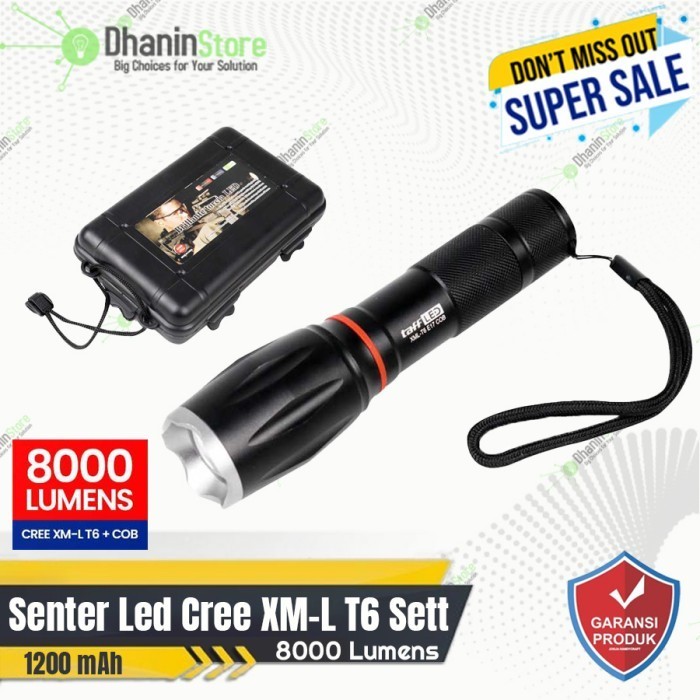 Jual Lampu Senter Led Super Terang Flashlight Sorot Gunung Jarak Jauh ...