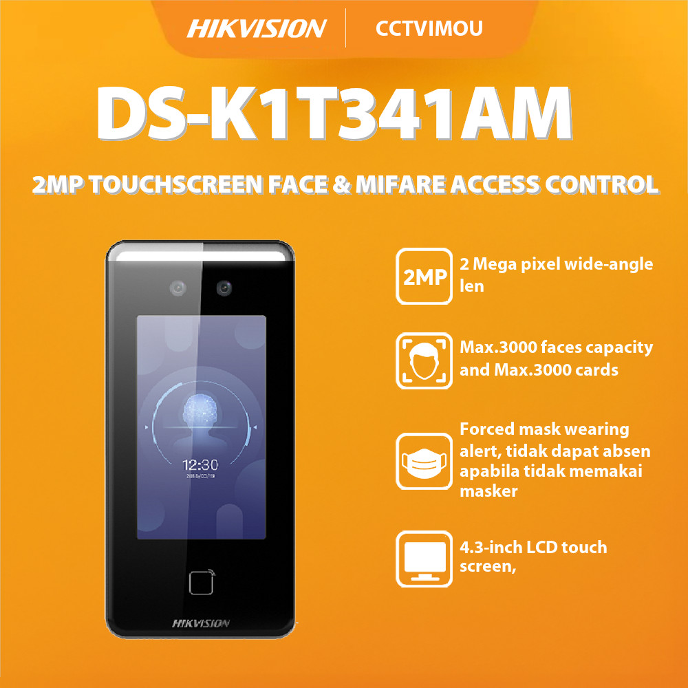 Jual HIKVISION DS-K1T341AM 2MP TOUCHSCREEN FACE & MIFARE ACCESS CONTROL ...