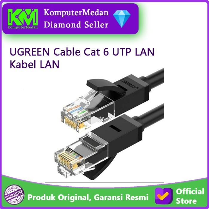 Jual Kabel LAN UGREEN Cable Cat 6 UTP LAN 1m 3m 5m 10m Black | Shopee ...