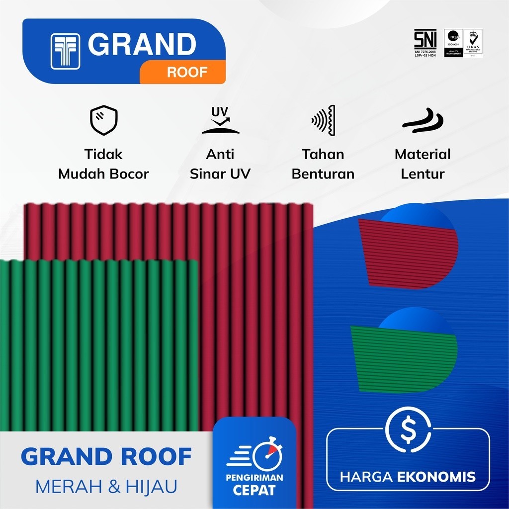 Jual Atap Gelombang PP 1.8m 2,1m 2,4m 3m Sengpet Grand Roof multiroof ...