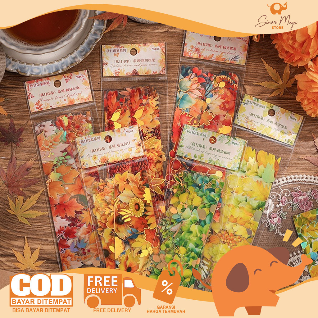 Jual Autumn Impressions Leaves Stickers Stiker Deco Hiasan Daun PET ...