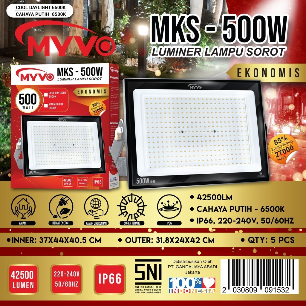 Jual Lampu Sorot / Tembak LED merk MYVO 500W 500 watt flood light | Shopee Indonesia