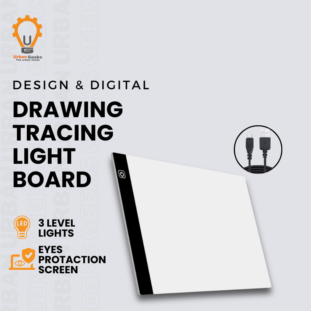 Jual Drawing Tracing Board LED A4 Adjustable Light with Dot Scale Papan ...