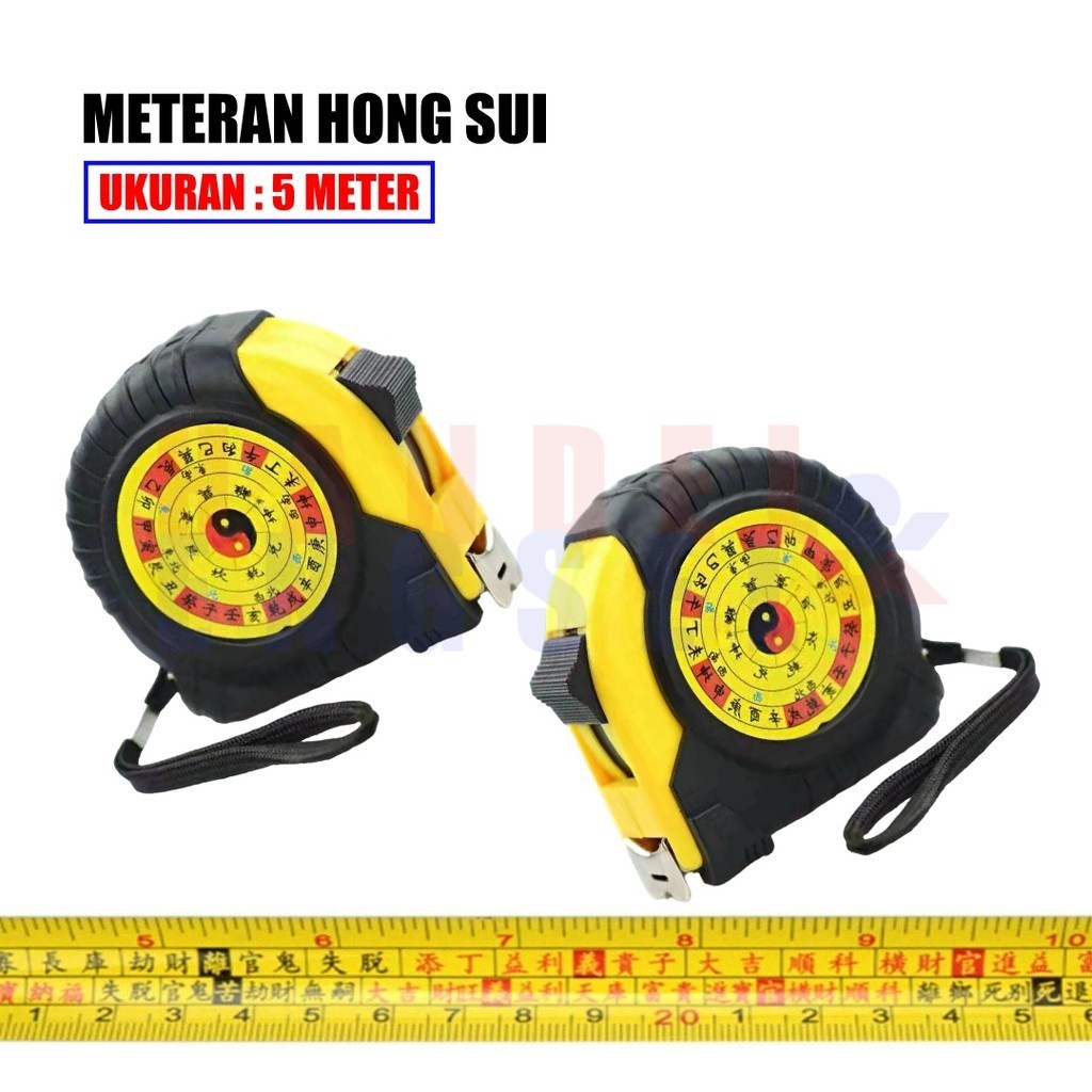 Jual Meteran Roll Bolak Balik 5 Meter Roll Meteran Hongshui Fengshui 5M ...