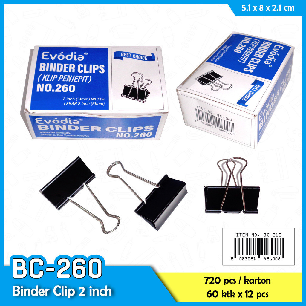 Jual Binder Clip 2" (51mm) No.260 (12pc) | Shopee Indonesia