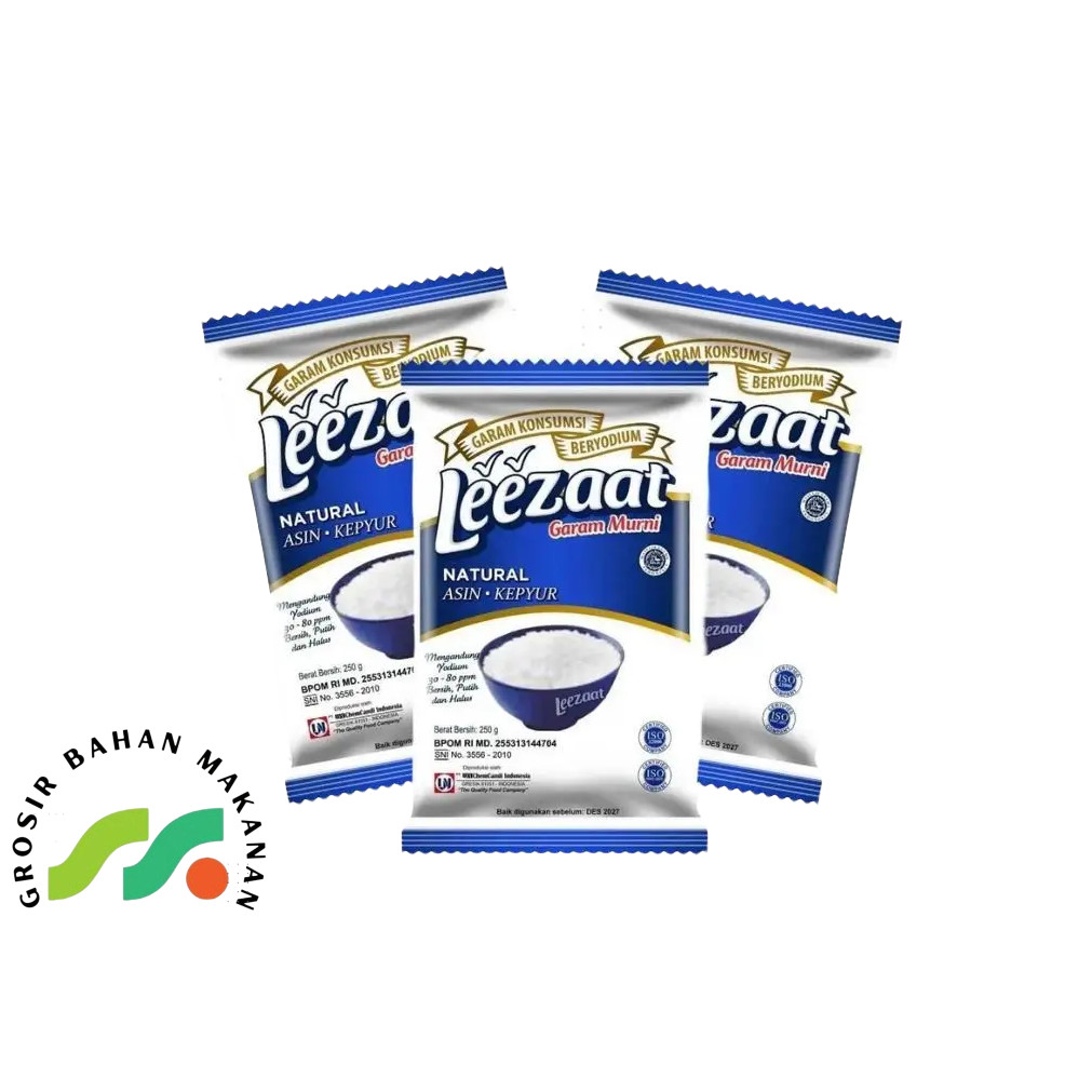 Jual GARAM KONSUMSI BERYODIUM MERK LEEZAAT 250 GRAM PER DUS | Shopee ...