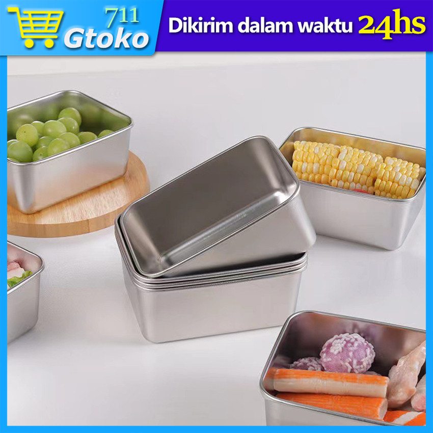Jual Food Storage Box Toples Wadah Makanan Stainless Persegi Kotak ...