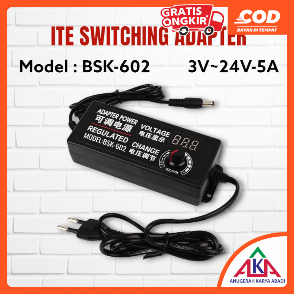 Jual ITE Power Adapter BSK-602 Adaptor Switching Universal AC to DC Regulated Adjustable 3V ...