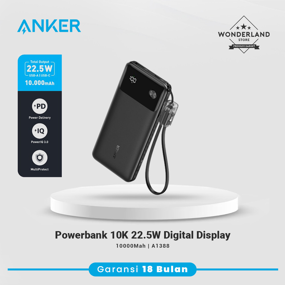 Jual Anker Powerbank 10000 22.5W Pocket Size Power Boost Digital Display A1388 - Wonderland ...