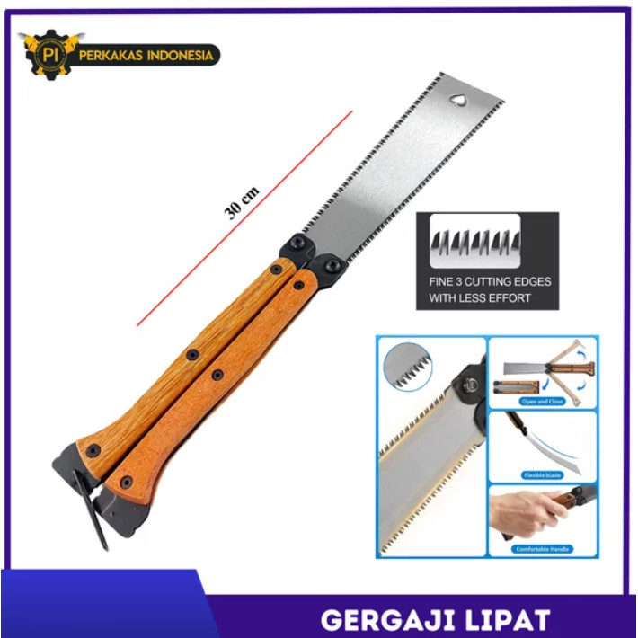 Jual Gergaji Tangan Kayu Lipat Foldable Butterfly Double Edge Rip Cut ...