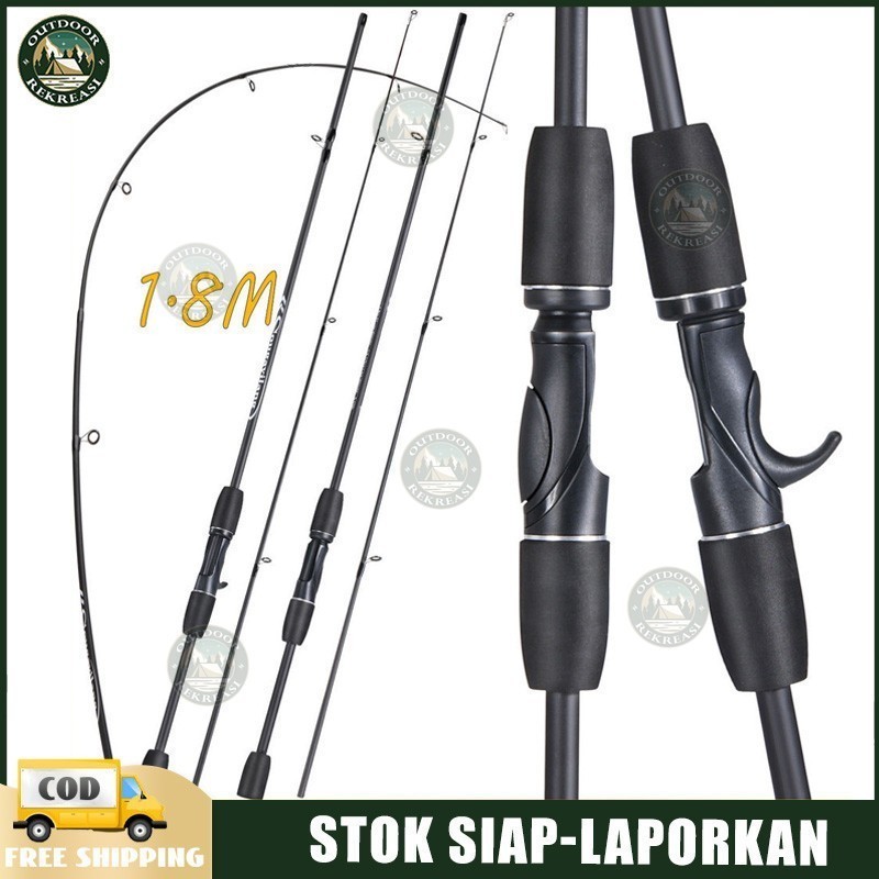 Jual Spinning Baitcasting Fishing Rod Carbon Fiber Max Drag 8-10KG ...
