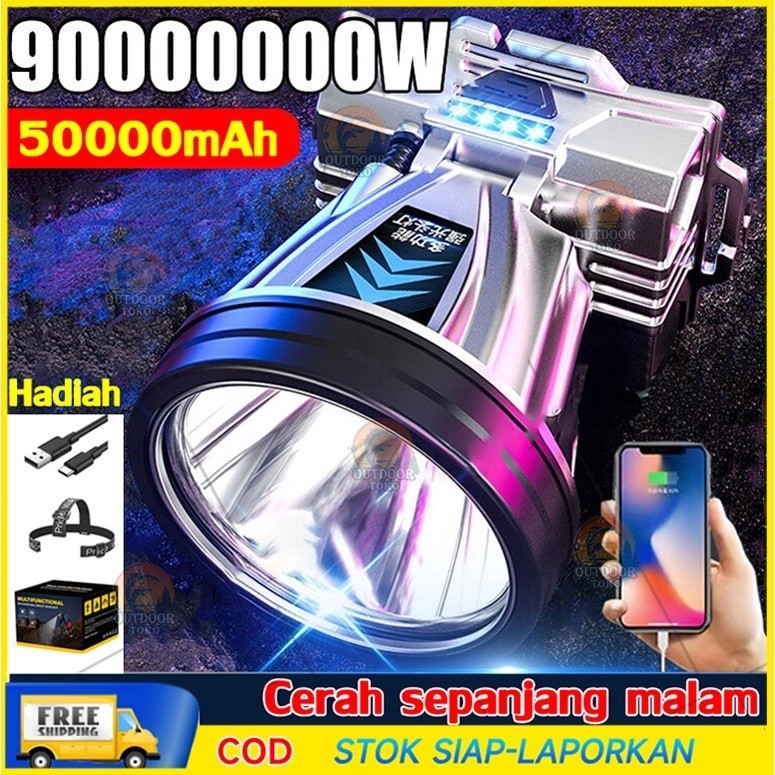 Jual 【Pengiriman Segera】Senter Kepala 300 WATT & LED Headlamp Super Terang Outdoor 100Watt ...