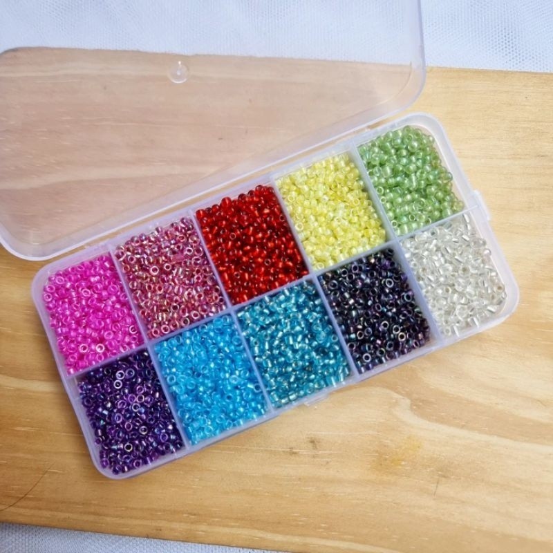 Jual manik shop BISA COD PAKET GLASSBEADS SMALLBOX 8o | MANIK PASIR IN THE BOX | Shopee Indonesia