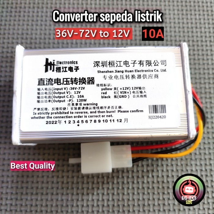 Jual converter DC 36v-72v to 12v 10A sepeda listrik / motor listrik ...
