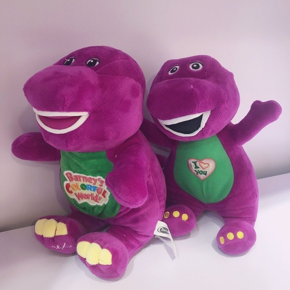 Jual 30cm Anime Barney Plush Toy Singing Friends Dinosaur Barney I Love ...