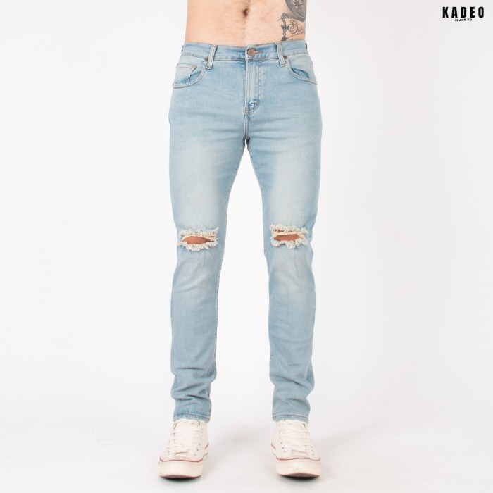 Jual Celana Jeans Robek Lutut Slim Tapered Skinny - Kadeo 310 Ripped ...