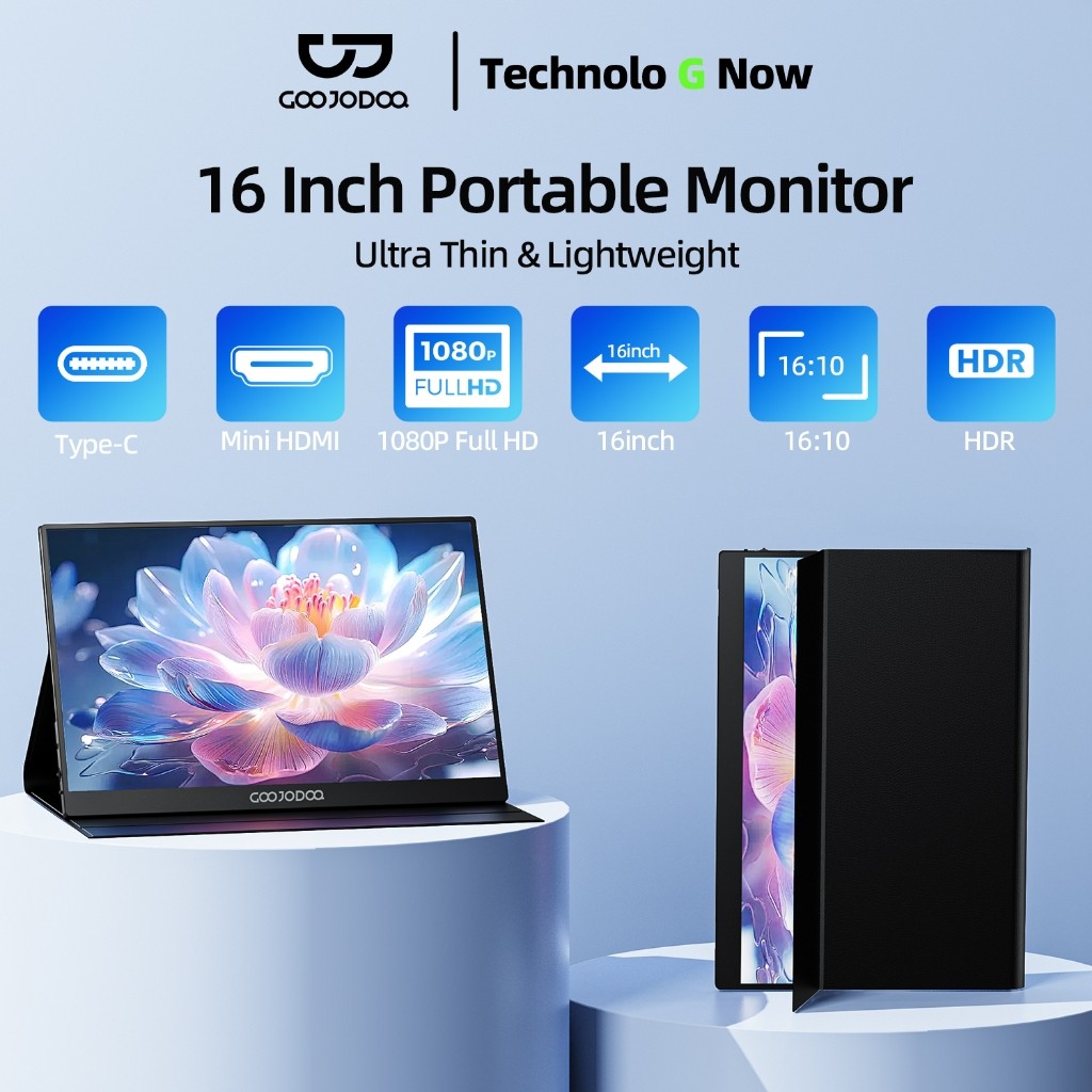 Jual GOOJODOQ Portable Monitor for Laptop 16' 1920*1080P 4K FHD IPS ...
