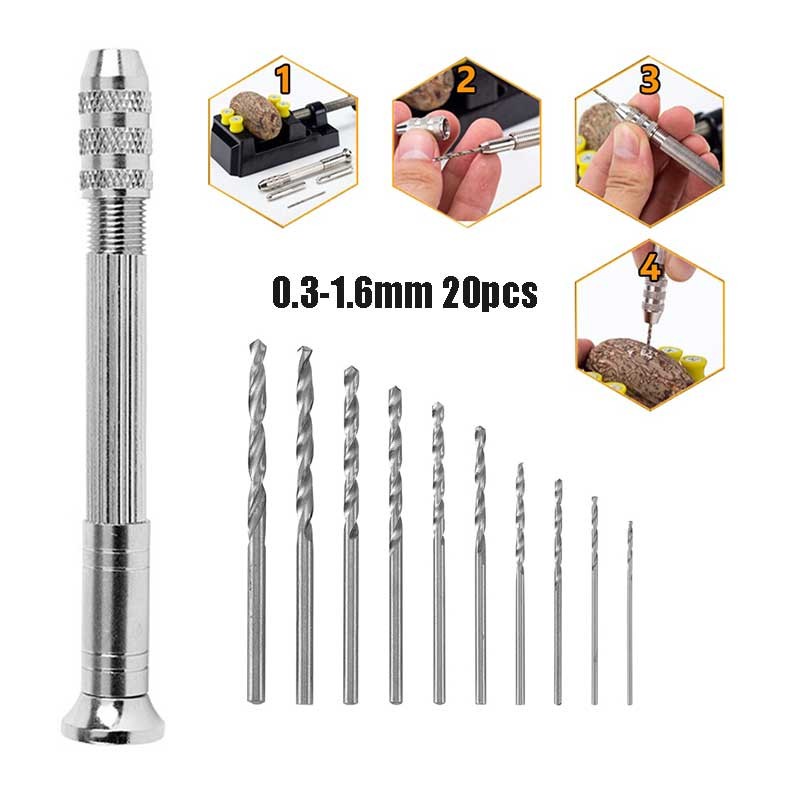 Jual Bor Manual Mini Bor Tangan Mini Hand Drill + 20pcs Spuyer Mata Bor ...