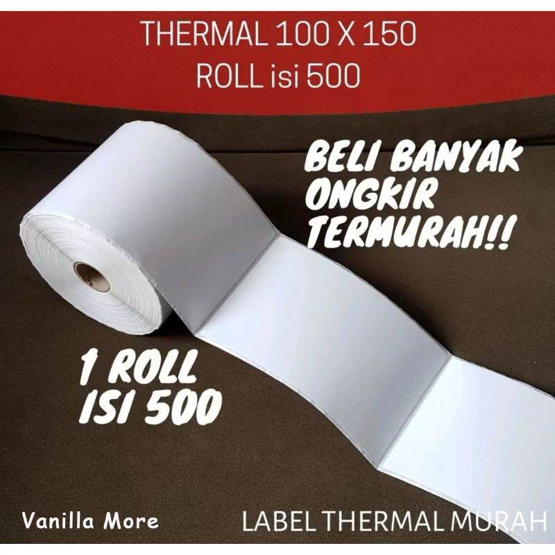 Jual KERTAS LABEL THERMAL 100x150 BARCODE isi 500 Stiker ukuran A6 100 x 150 Label Resi | Shopee ...
