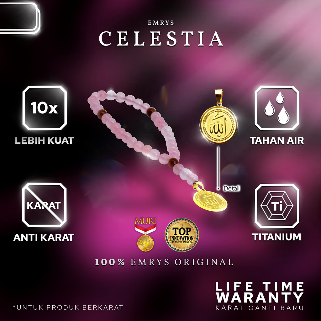 Jual BUY 1 FREE 1 GIFT Emrys Premium CELESTIA Prayer Beads Real Stone Tasbih Batu 33 Butir ...