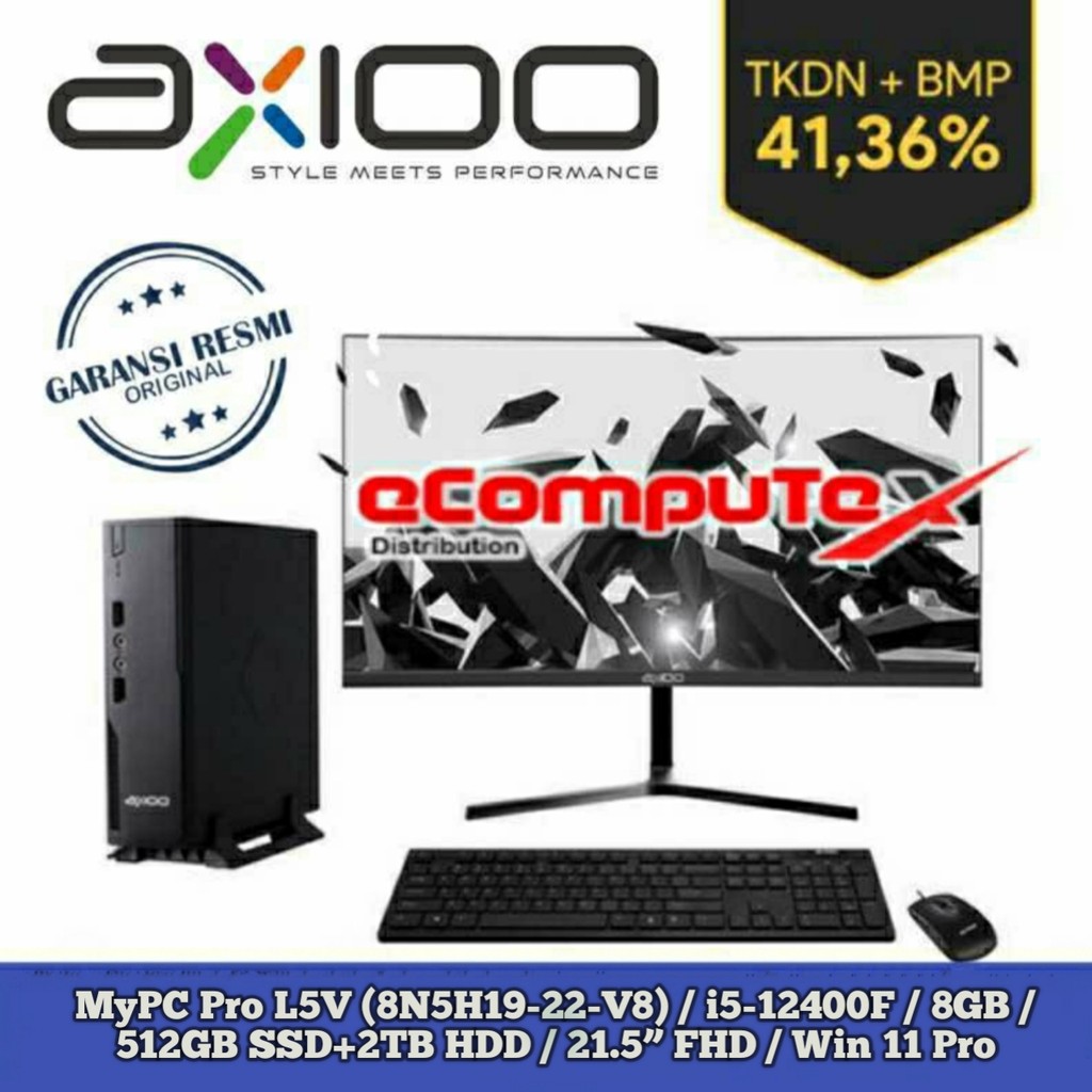 Jual PC DESKTOP AXIOO MYPC PRO L5V (8N5H19-22-V8) i5-12400F 8GB 512GB ...