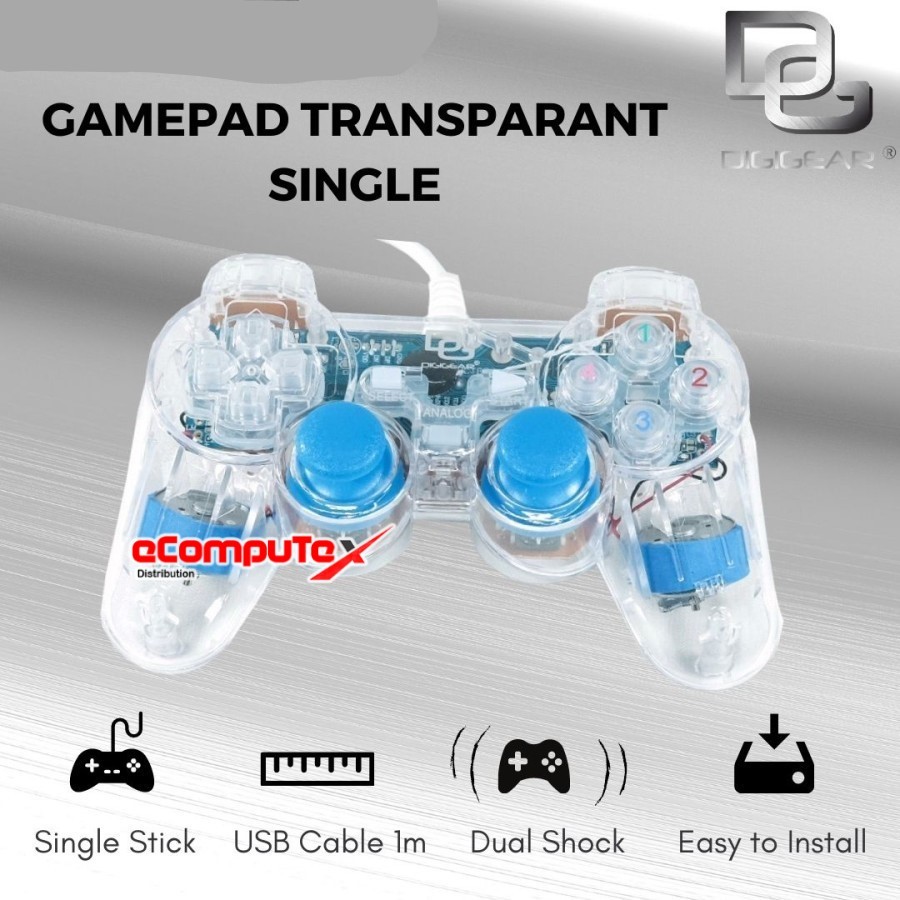 Jual DIGIGEAR USB GAMEPAD SINGLE TRANSPARANT / GAMEPAD SINGLE USB ...