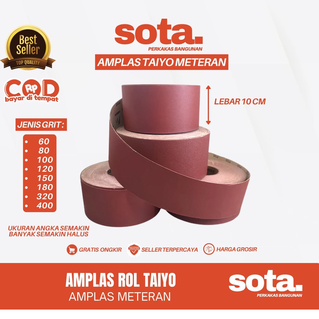 Jual SOTA Amplas Roll Kain Meteran Taiyo Kualitas Bagus ( Grit Halus ...