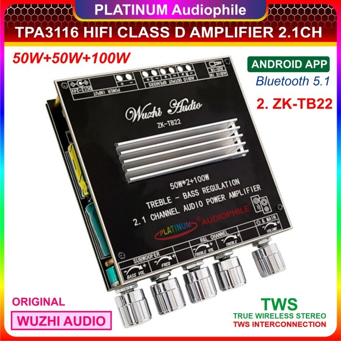 Jual TPA3116 Amplifier Class D 2.1 CH Bluetooth 5.1 Hifi ZK-TB21F ZK ...
