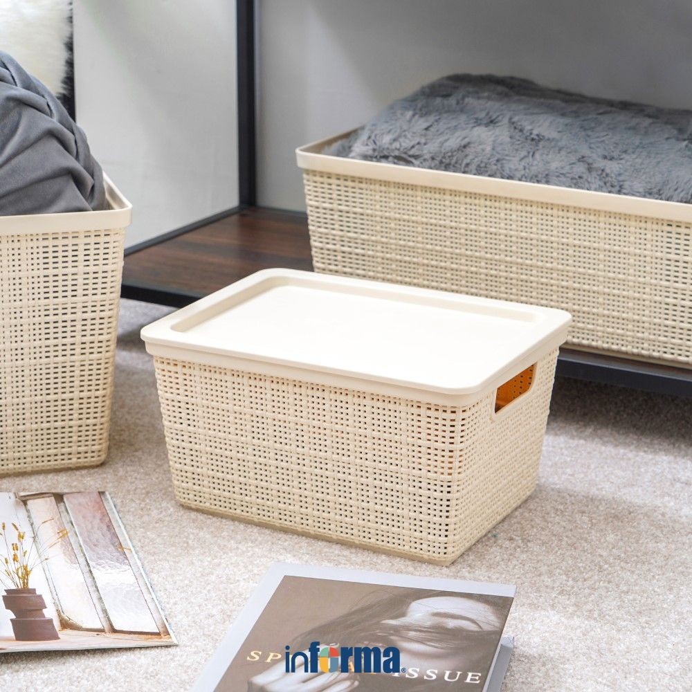 Jual Informa 28.5X21.1X15.6 cm Kotak Penyimpanan Dengan Tutup - Krem ...