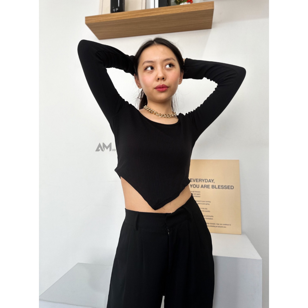 Jual AM.inDesign - Olivia Knit Wanita / Olivia Knit Top [AM.id012] Knitwear Basic Crop Rib ...